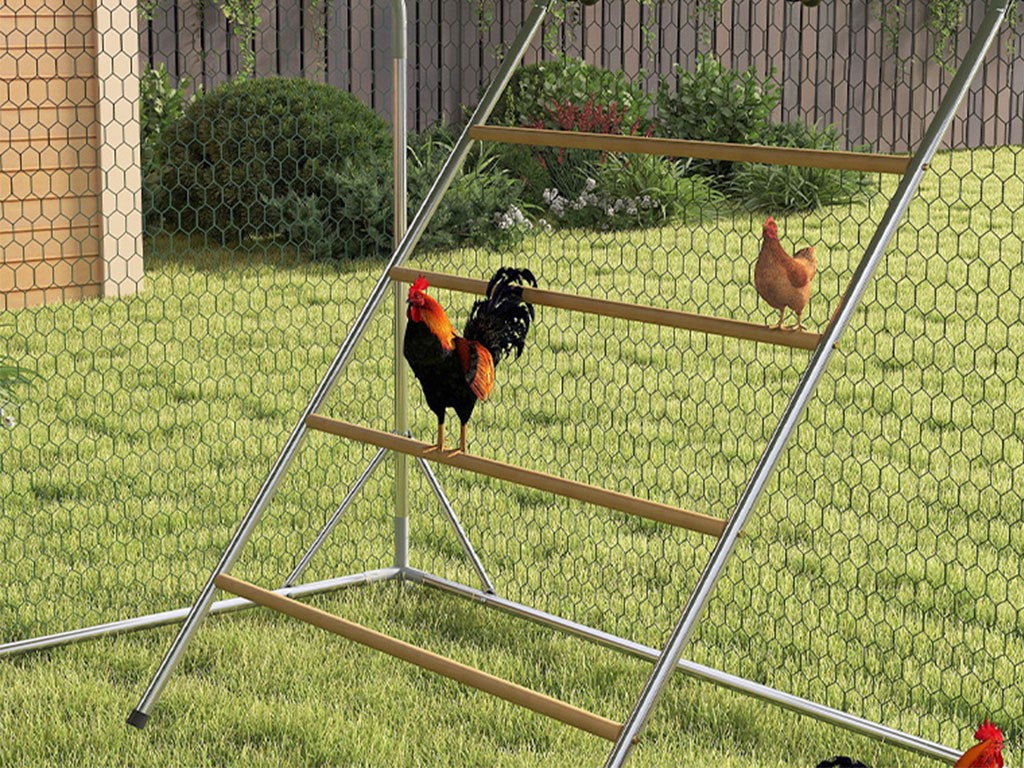 Výběh pro drůbež s bidlem PAWHUT D51-436V03SR, 3x8x1,95m | format1.cz